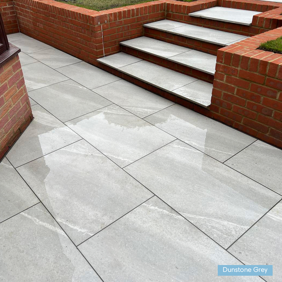 Dunstone Grey Porcelain Paving Slabs | 900 x 600 Paving Slabs | Patios ...