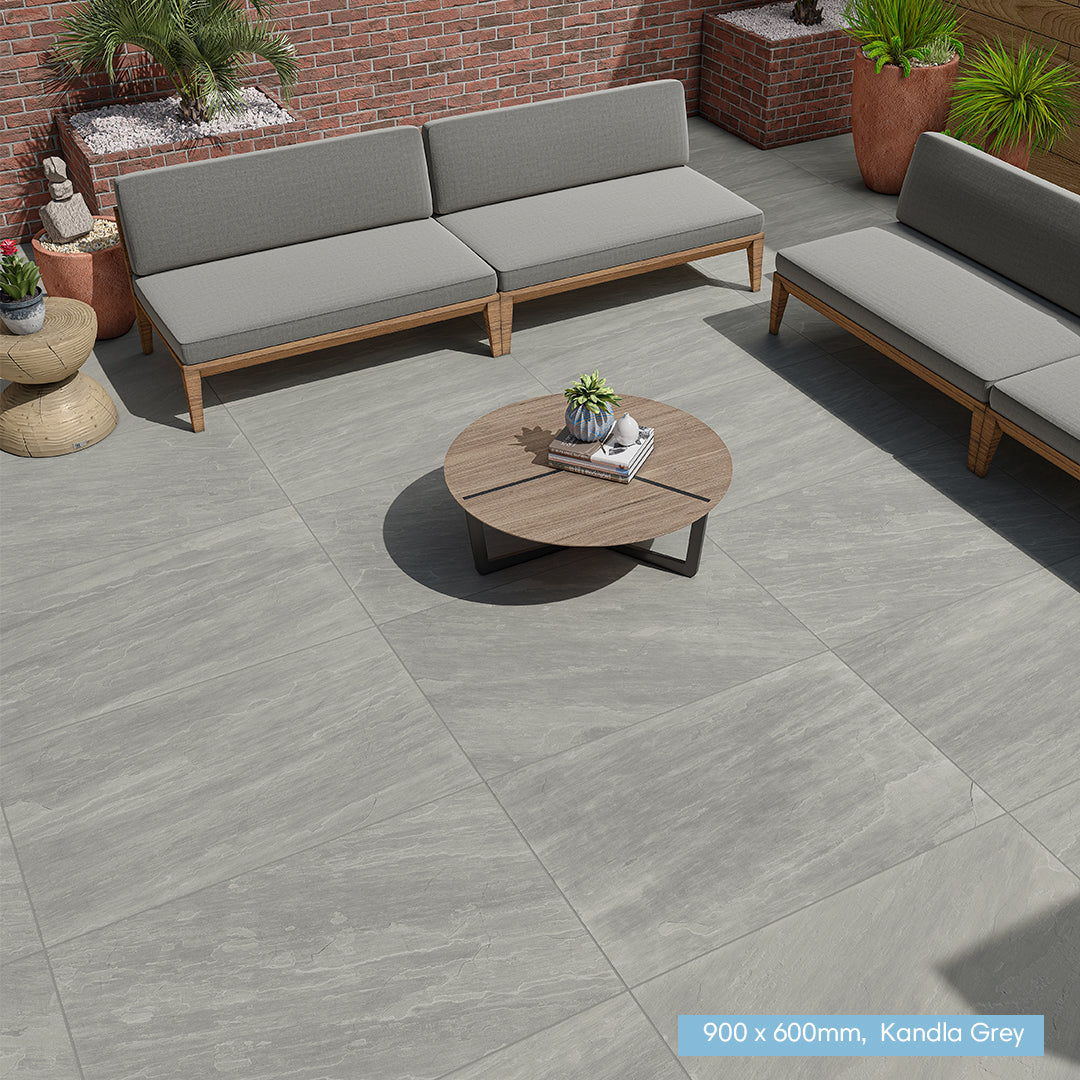 Kandla Grey Porcelain Paving Slabs | 900 x 600 Tiles | Patio Slabs ...