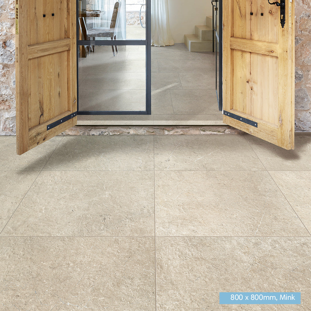Eden Limestone Mink Porcelain Paving | Beige Paving Slabs for Patios ...