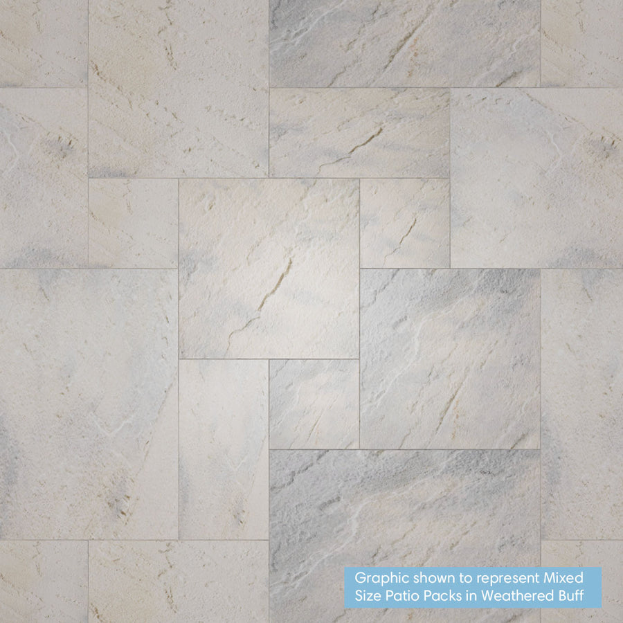 Bronte Weathered Buff Riven Concrete Paving Slabs | Grey Paving Slabs ...