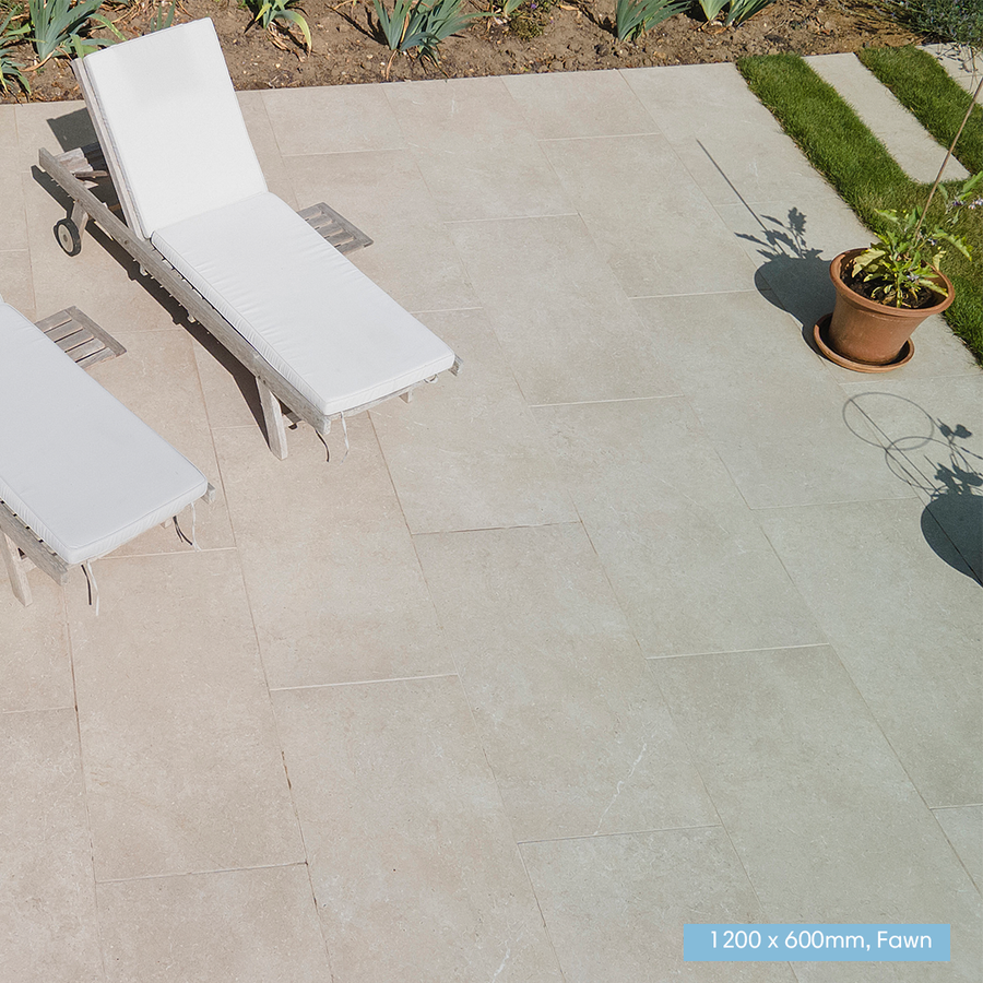Eden Limestone Cream Porcelain Paving | Outdoor Porcelain Tiles ...