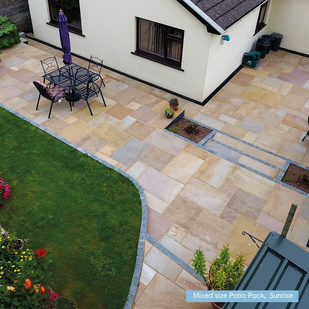 Riven Sunrise Indian Sandstone: Patio Pack | 600 x 600mm | 900 x 600mm ...